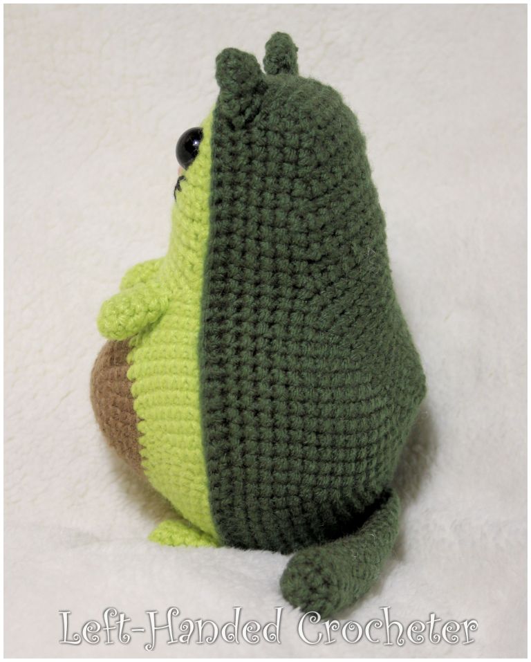 Tie off. Stuff halfway. Position and sew onto back of avocado.